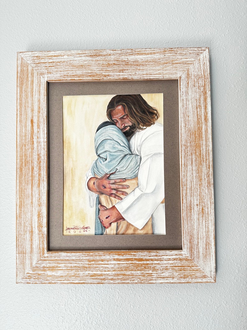 Jesus Art, Christ Portrait, JESUS HUG, Wall Art Print, Original ...