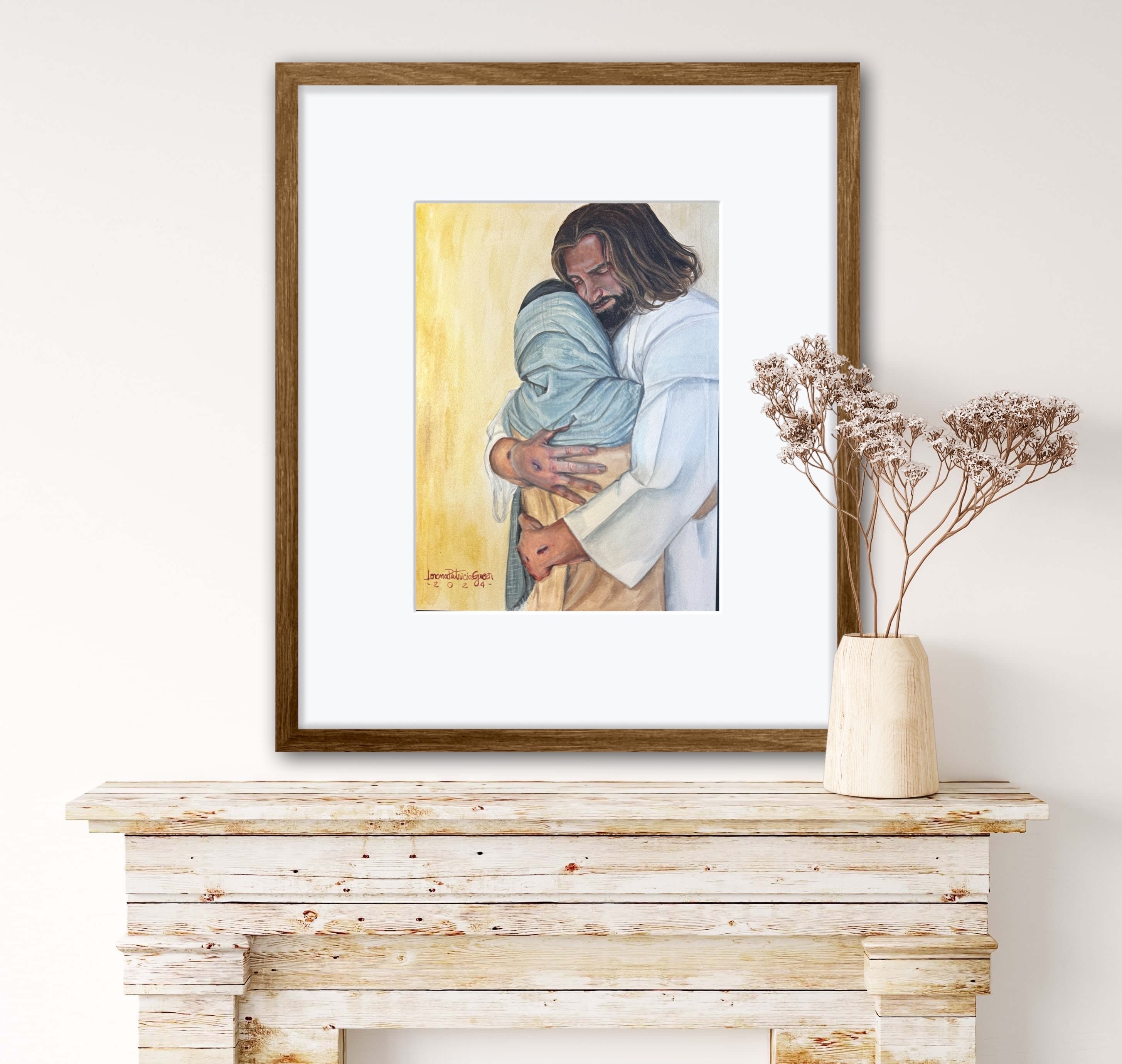 Jesus Art, Christ Portrait, JESUS HUG, Wall Art Print, Original ...