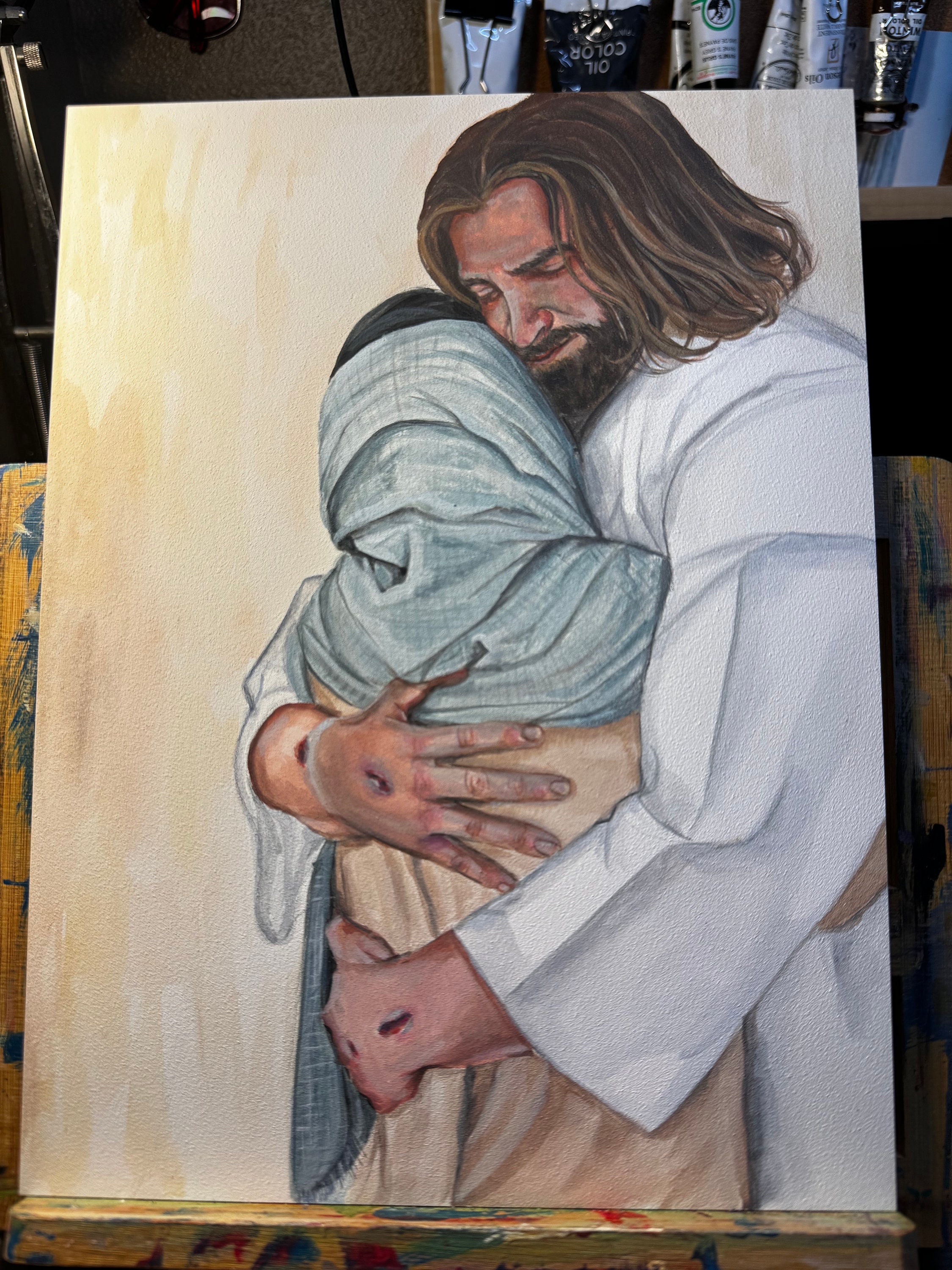 Jesus Art, Christ Portrait, JESUS HUG, Wall Art Print, Original ...