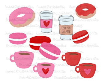 Love You a Latte Valentine Clipart - Etsy