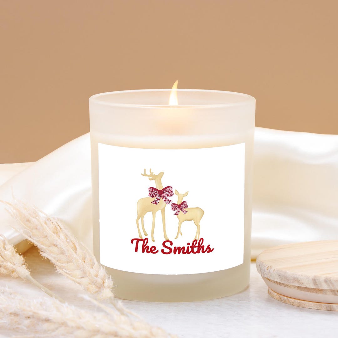 Christmas Candle Frosted Glass / Personalized Holiday Candle ...