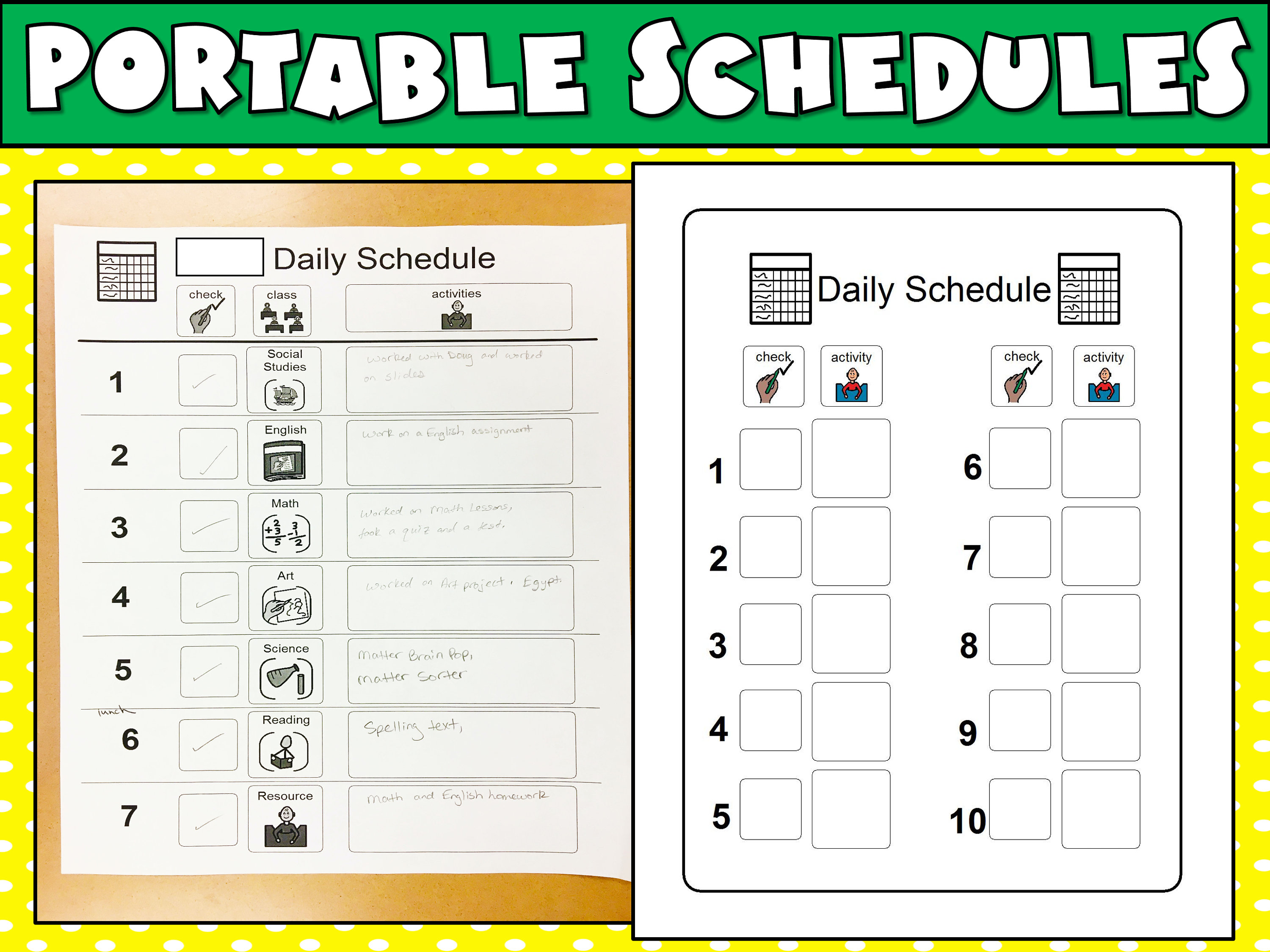 Daily Visual Schedule for Autism and Special Education: Pictures Pieces ...