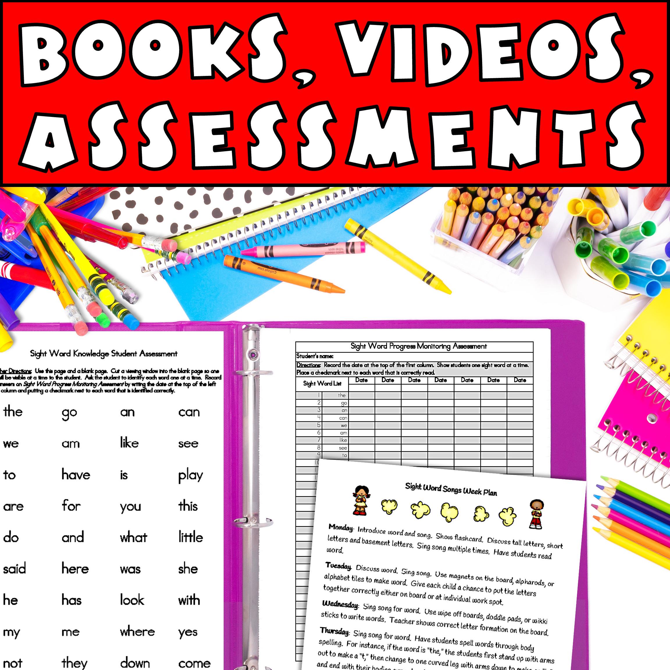 Sight Word Songs & Worksheets Kindergarten Reading Practice, Multi ...