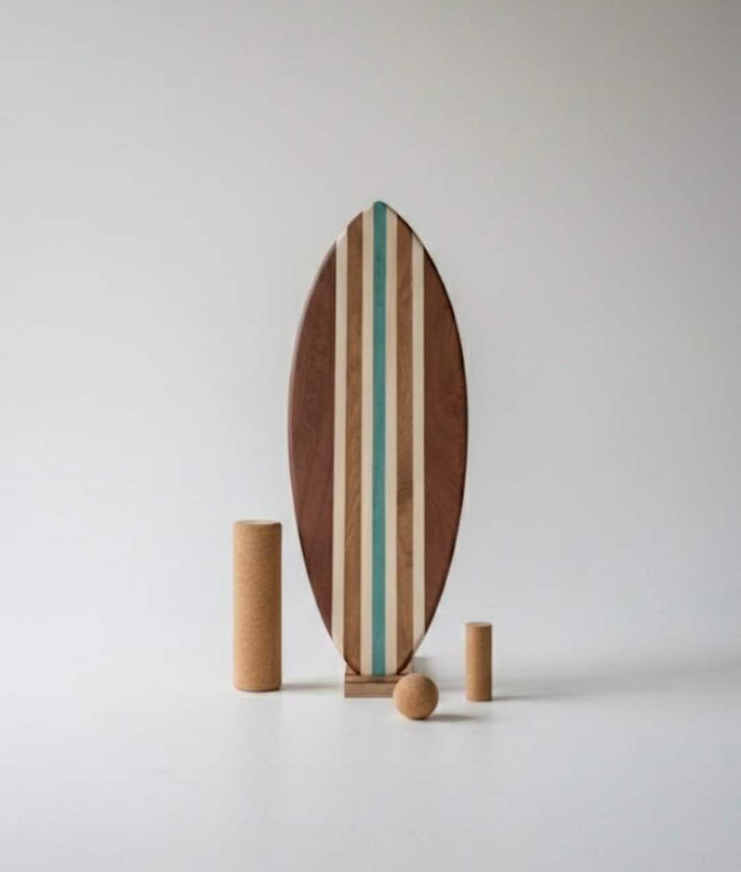 Handmade Wooden Balance Board + Stand/cork Roll, Beginner ...