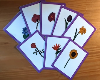 Montessori Common Flowers 3 Part Cards With Miniatures Home School ...