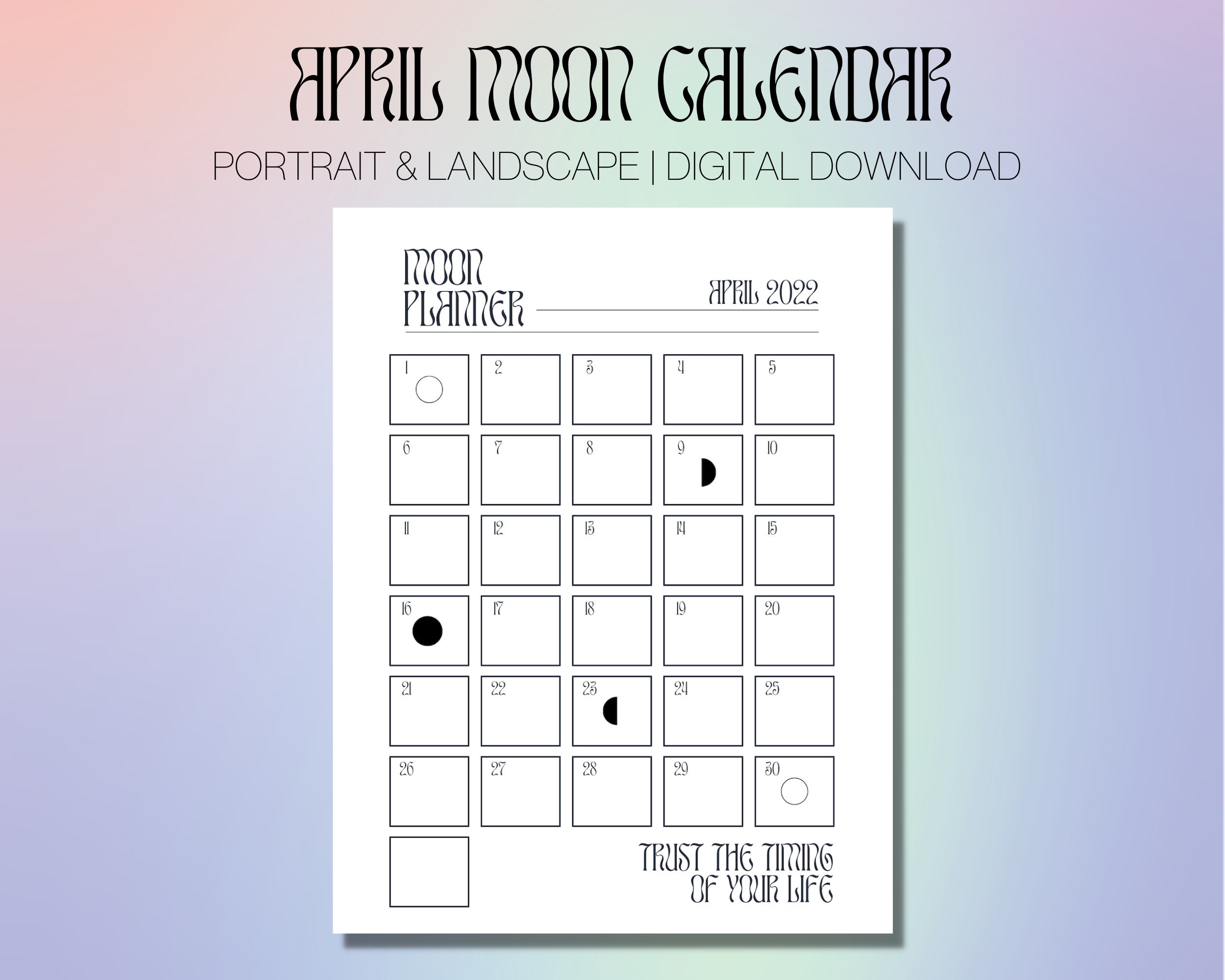 Moon Calendar April 2022