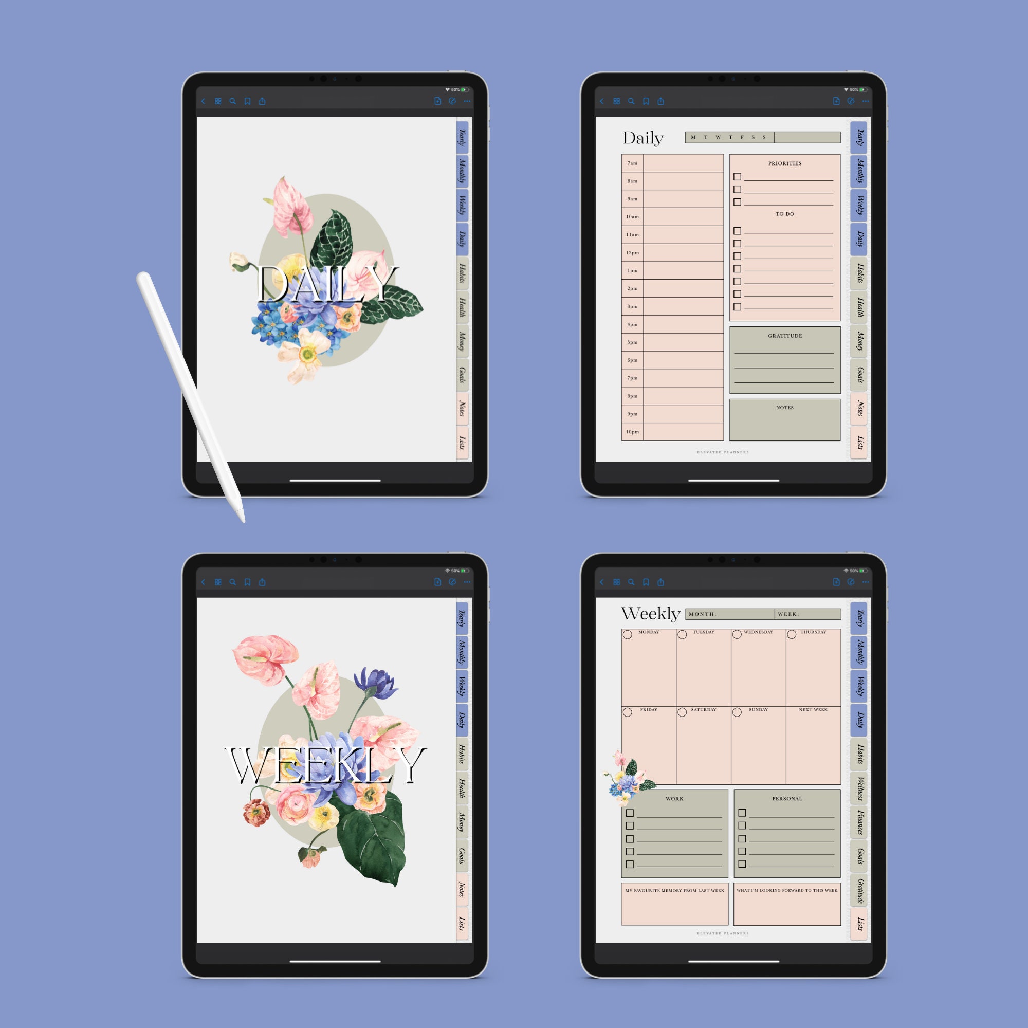 Undated Digital Planner, Digital Life Planner, Digital Planner Ipad ...