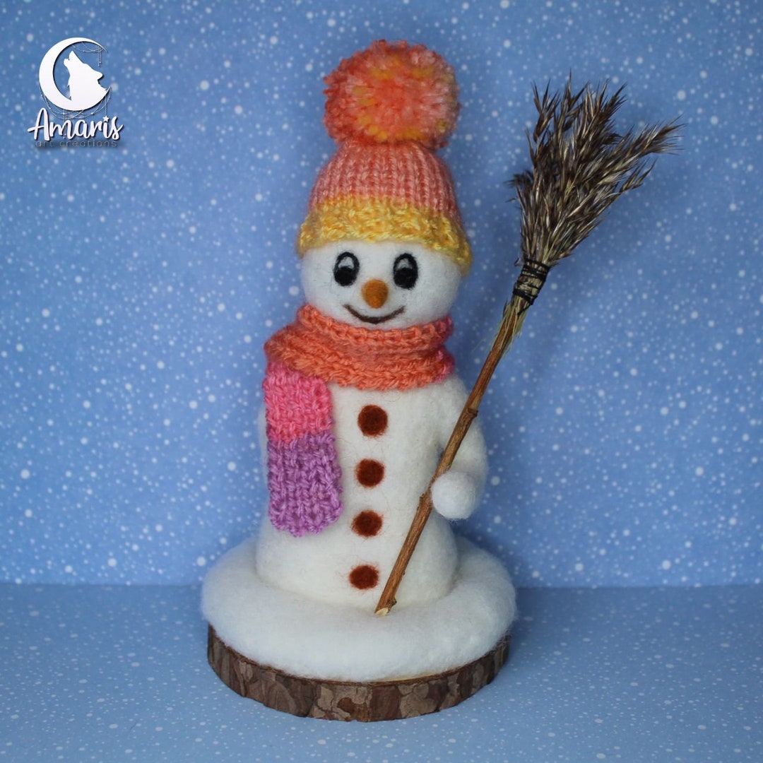 Needle Felted Snowman, Handmade Miniature, Winter, Display Toy, Gift ...