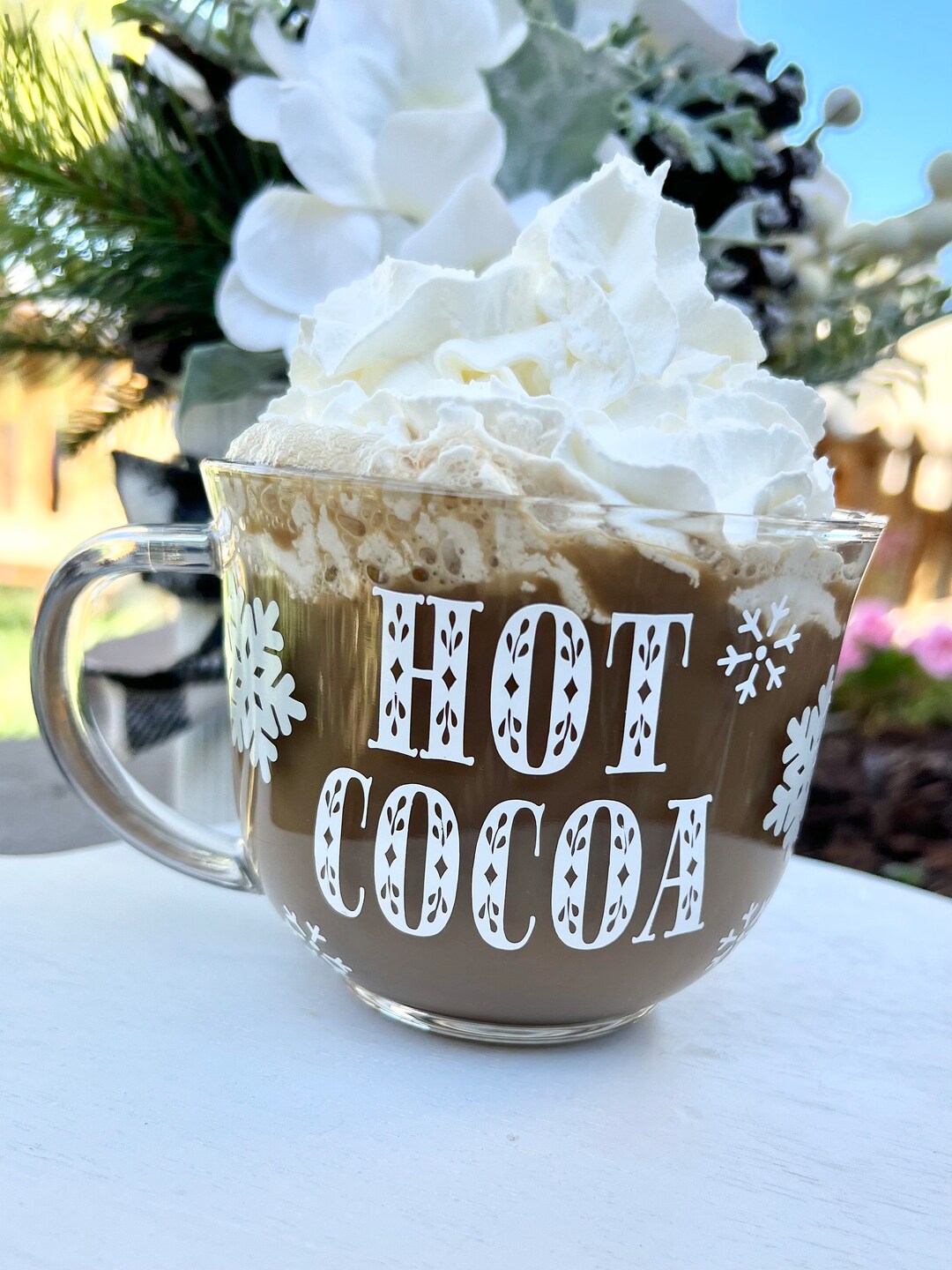 Hot Cocoa Glass Mug | Hot Chocolate Mug | Fall Mug | Winter Mug | Glass ...