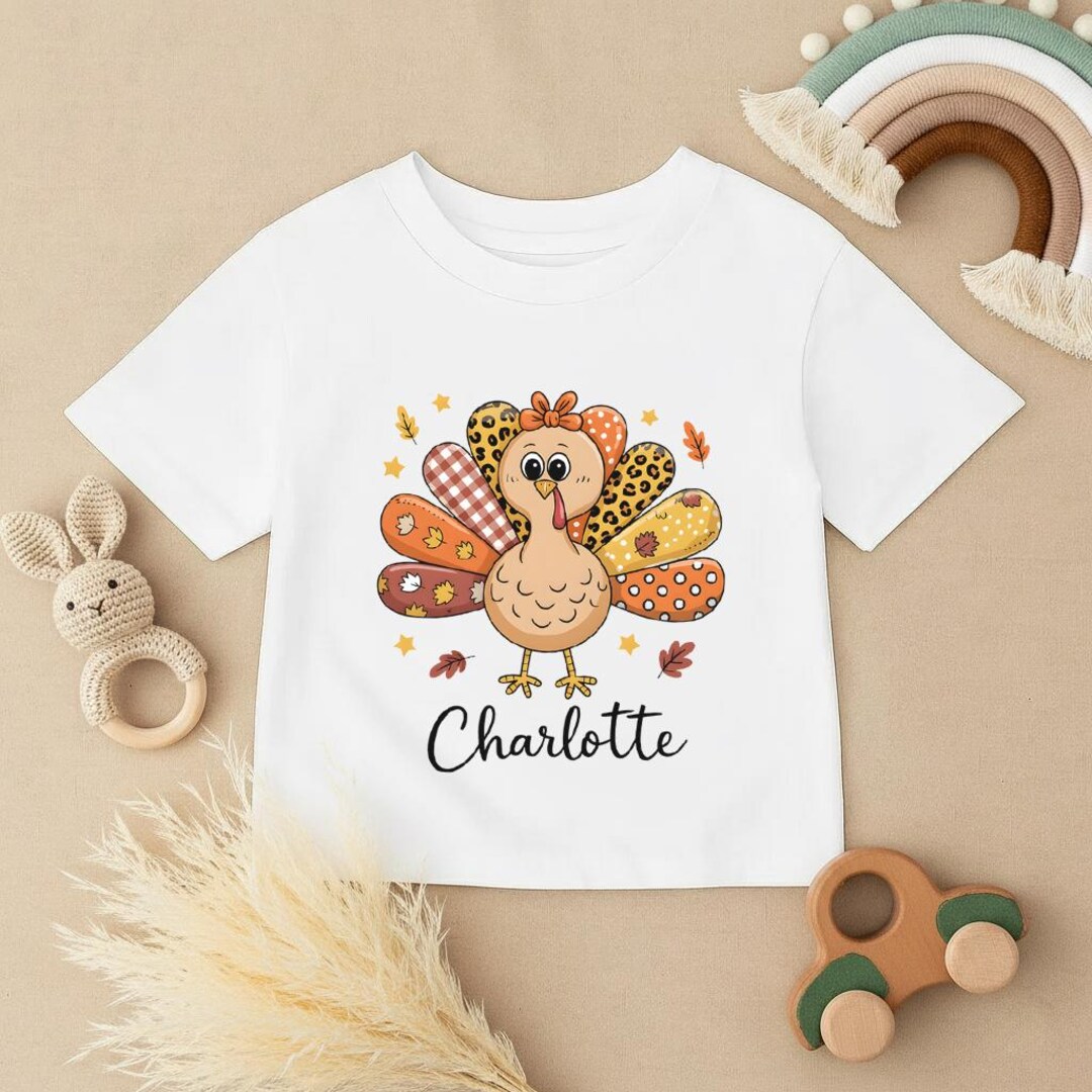 Girls Personalized Thanksgiving Turkey Shirt, Coquette Bow Top - Etsy