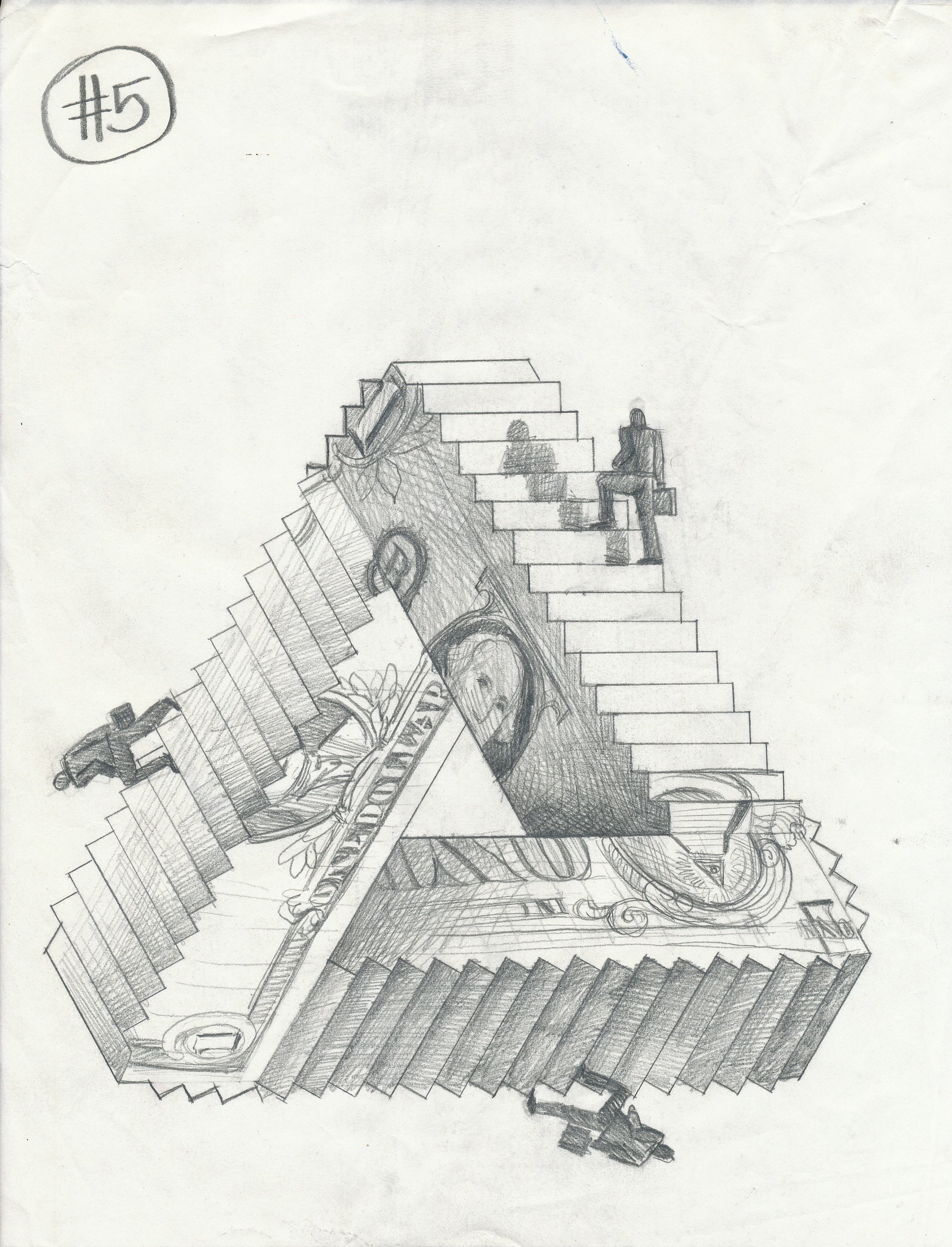 Original Graphite Drawing "infinite Dollar Stairs" - Etsy
