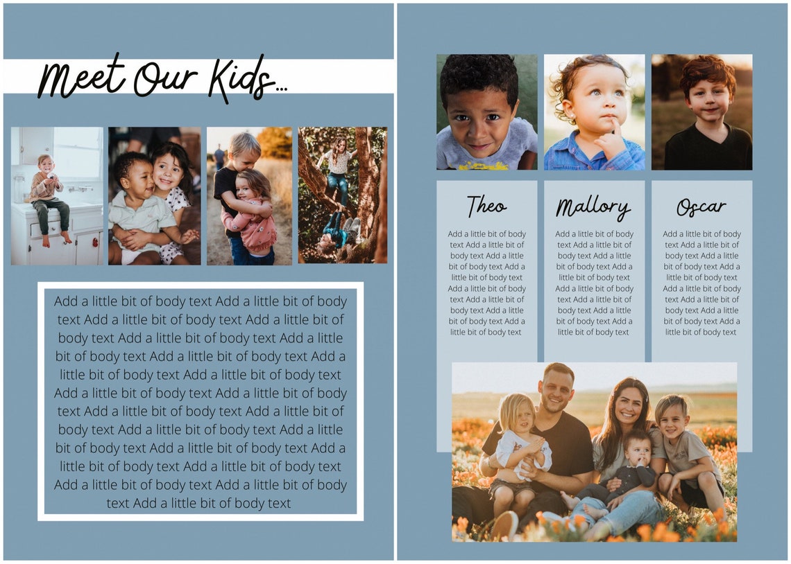 Adoption Profile Template in Blues Palette - Etsy