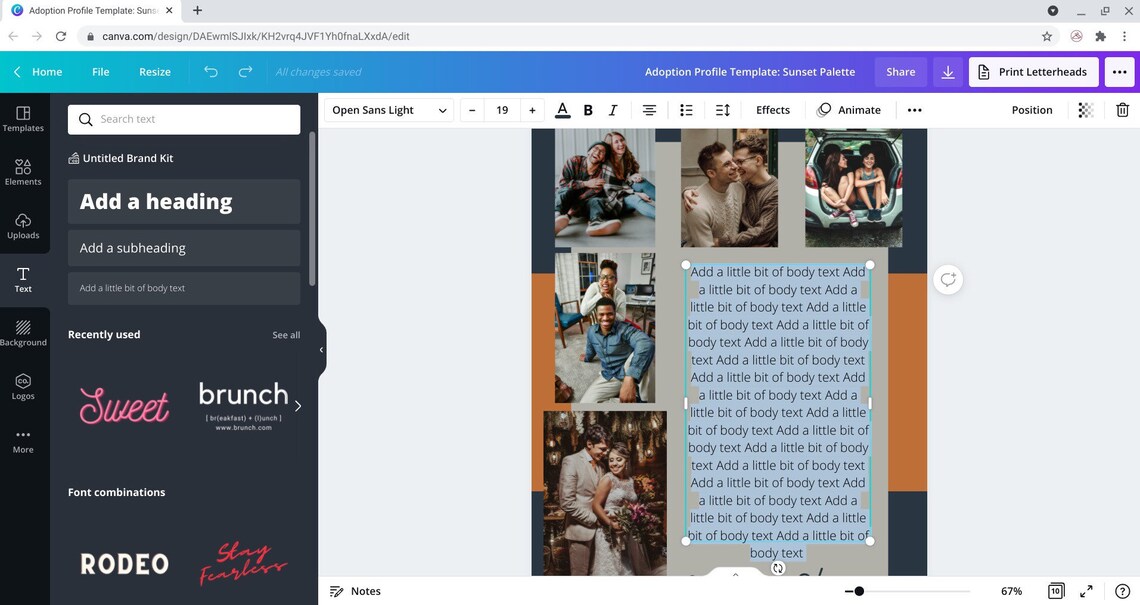 Adoption Profile Template in a Sunset Palette - Etsy
