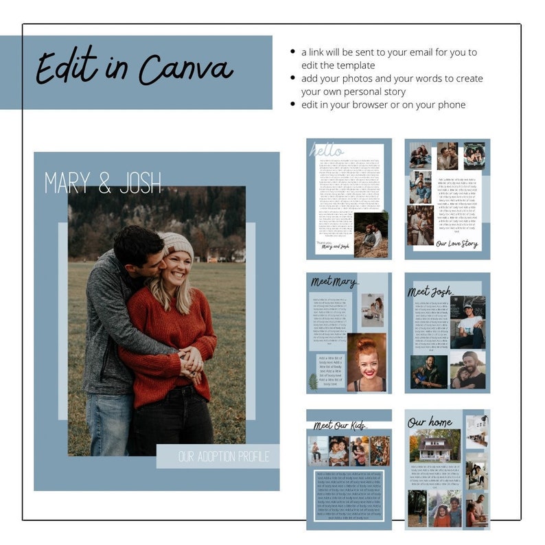 Adoption Profile Template in Blues Palette - Etsy