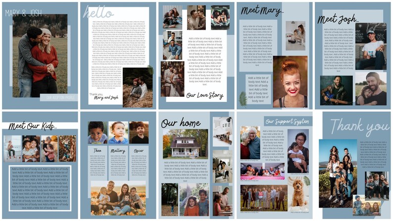 Adoption Profile Template in Blues Palette - Etsy