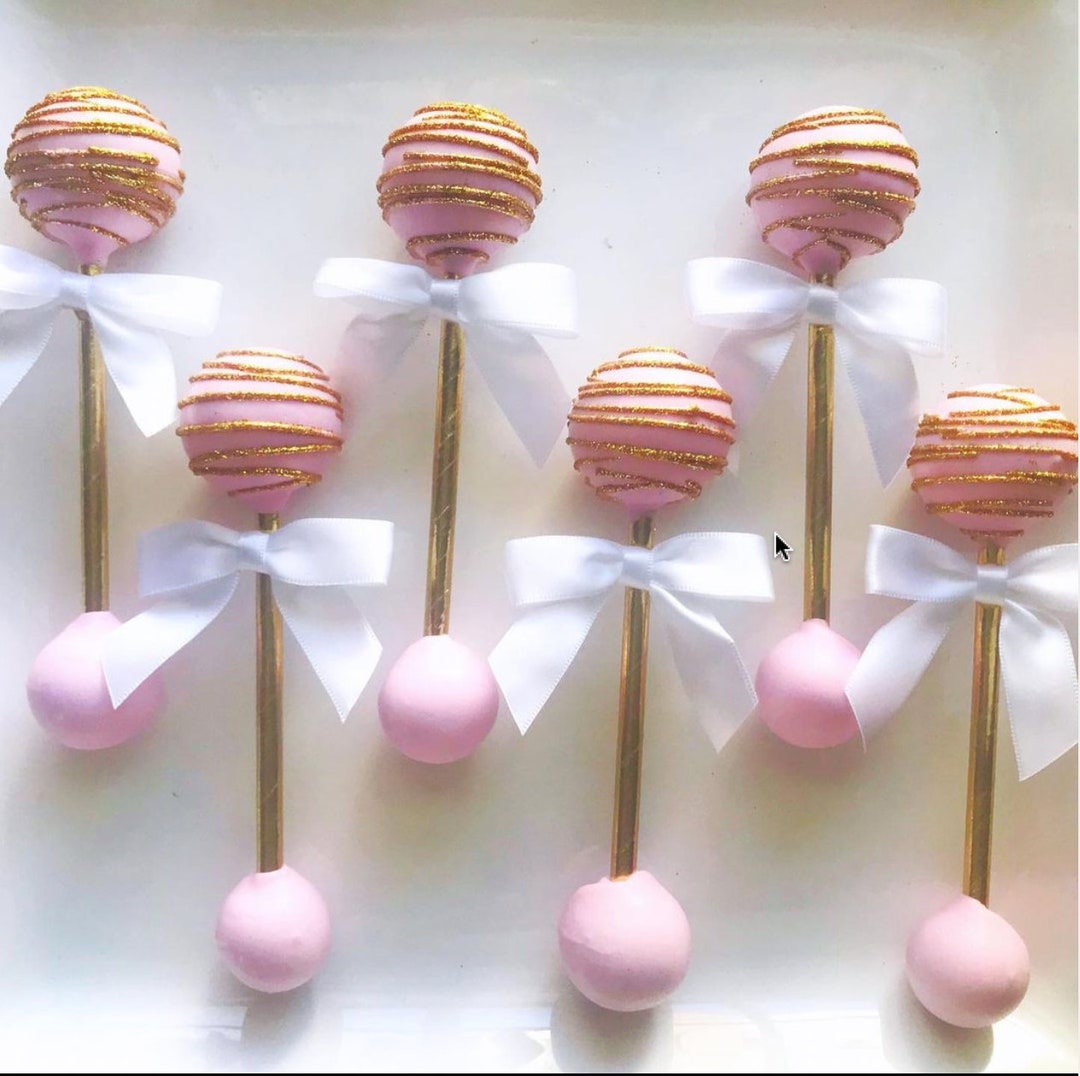 Pink and Gold Baby Rattle, Baby Girl, Baby Shower Cake Pops, Favors - Etsy