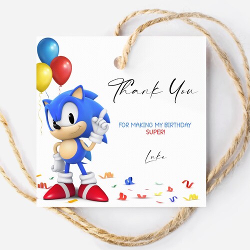 Editable Sonic Birthday Party Hedgehog Thank You Favor Tags - Etsy