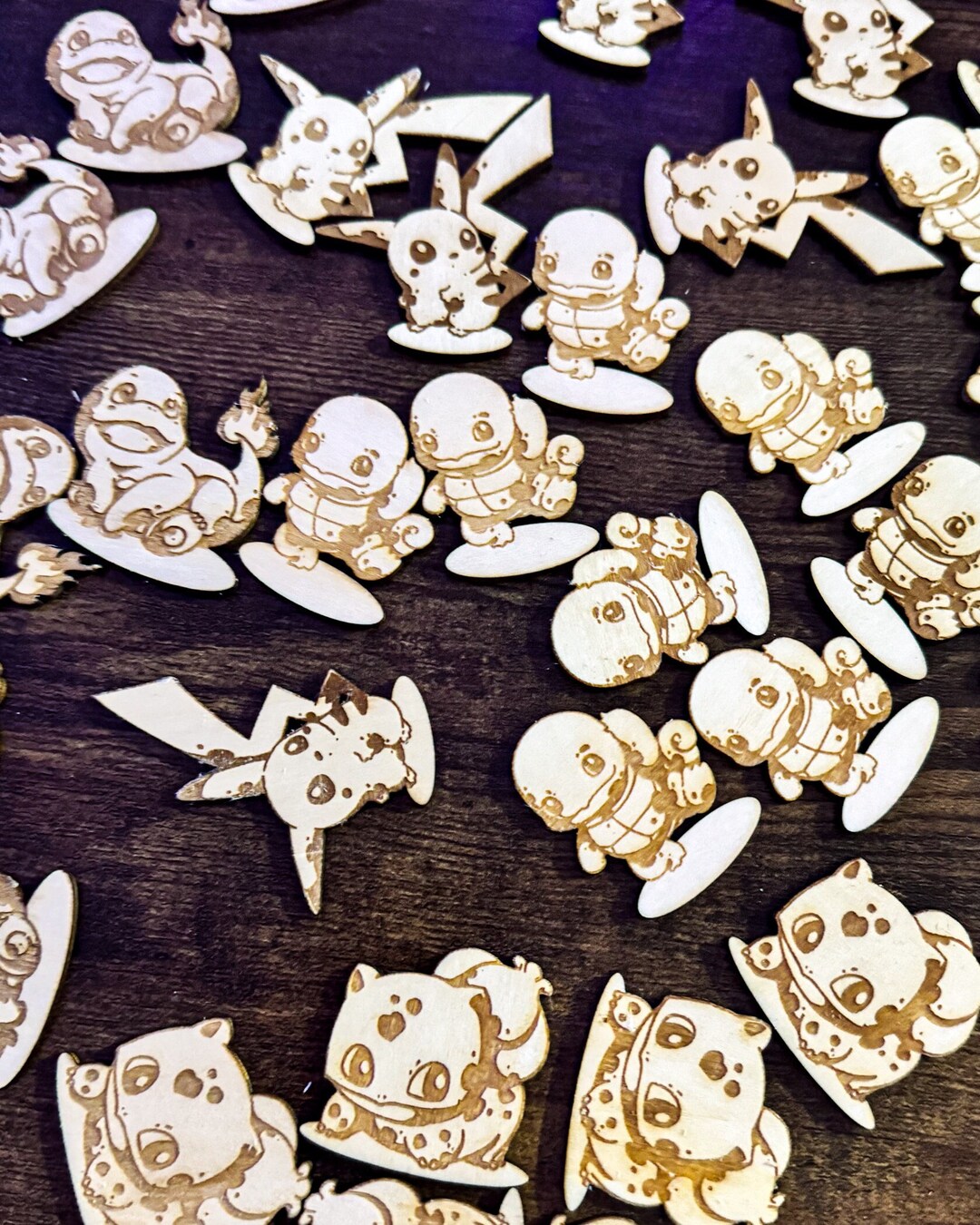 Pokemon Wood Pin | Laser Etched Handmade Brooch - Etsy
