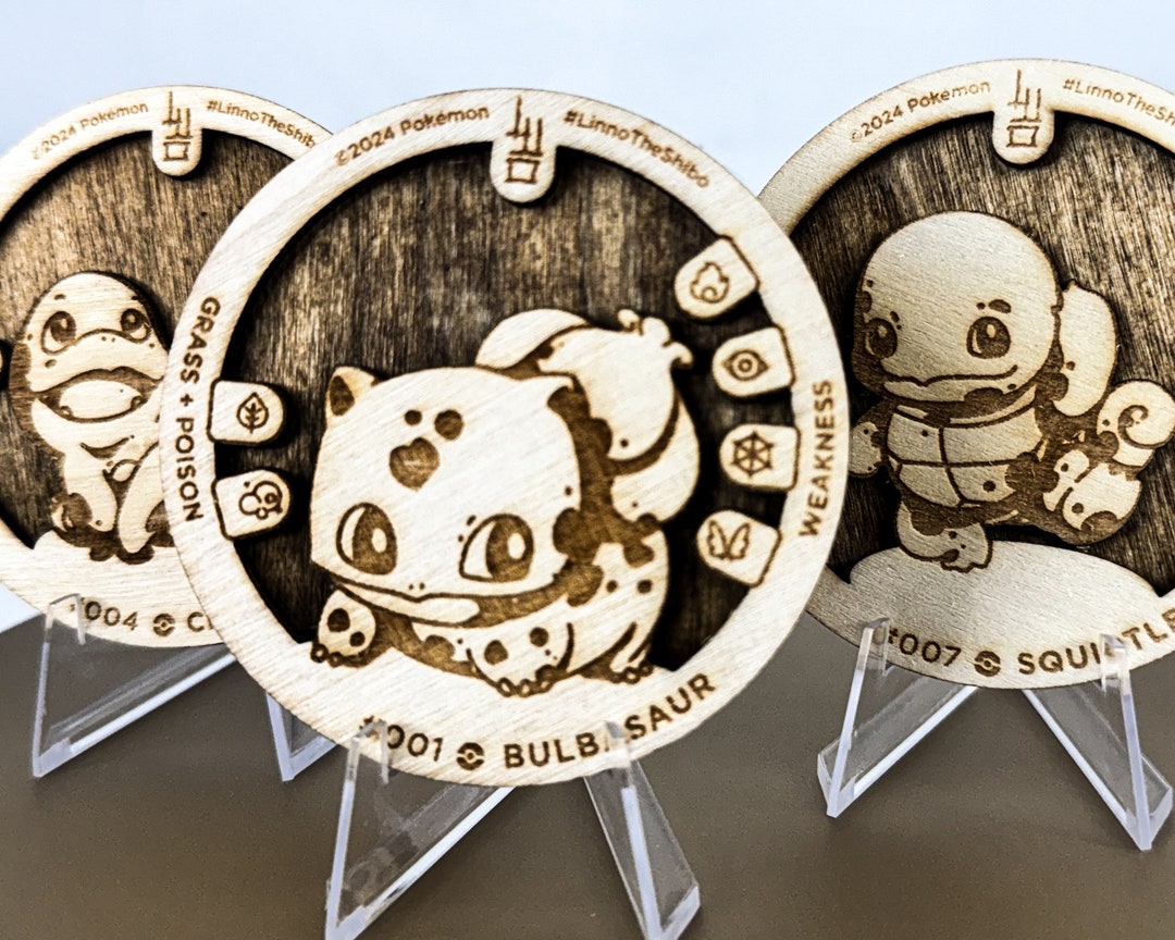 Pokemon Laser-cut & Engraved Wood Magnets | Laser Etched Wood Magnet ...