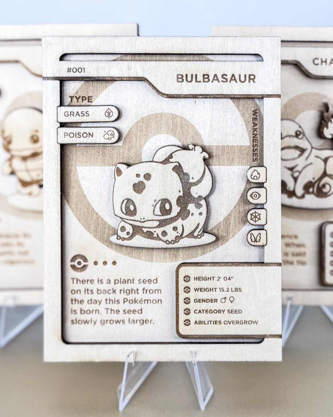 Pokemon Laser-cut & Engraved Wood Cards | Laser Etched Wood Card | Wood ...
