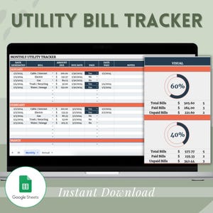 Utility Bill Tracker Template Spreadsheet | Google Sheet | Digital ...