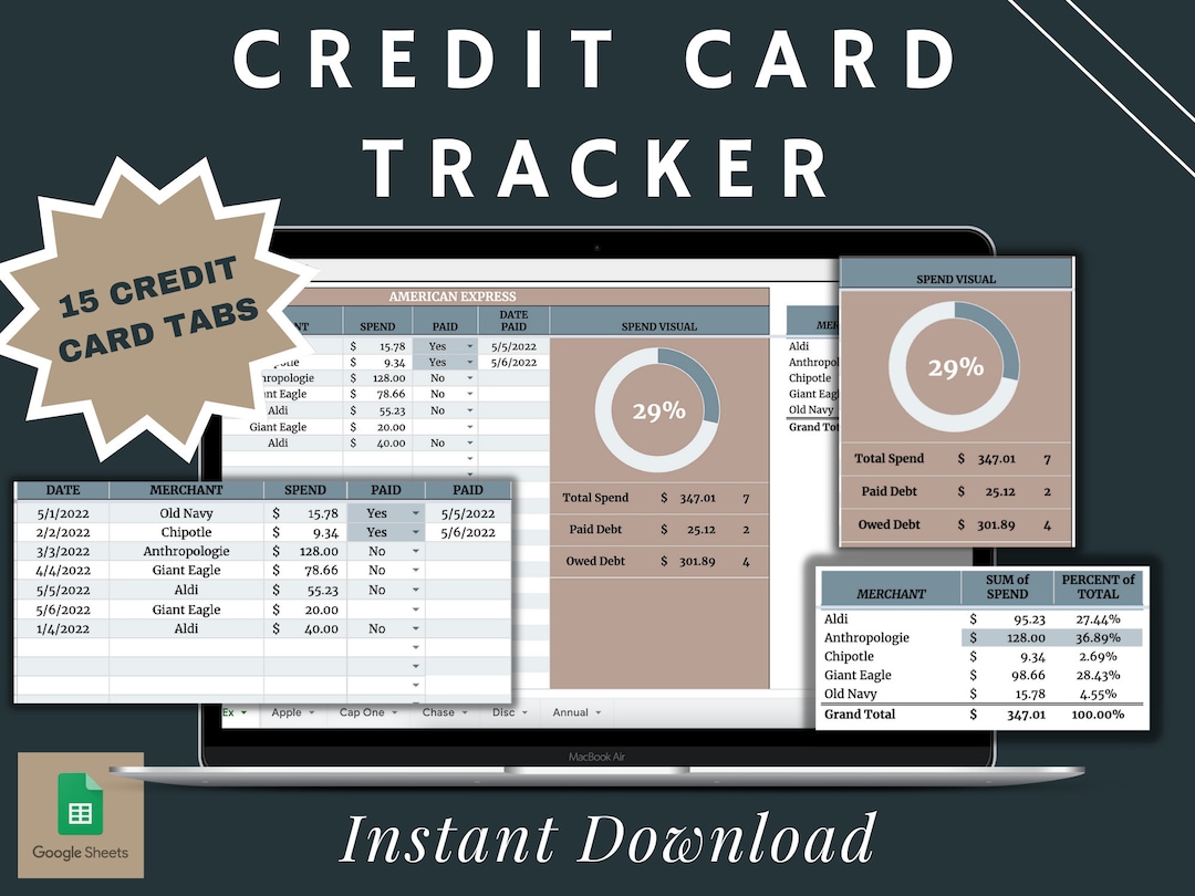 Credit Card Tracker Log Template Spreadsheet | Google Sheet | Digital ...