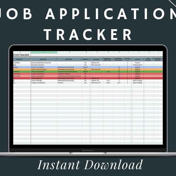 Job Tracker Google Sheet - Etsy