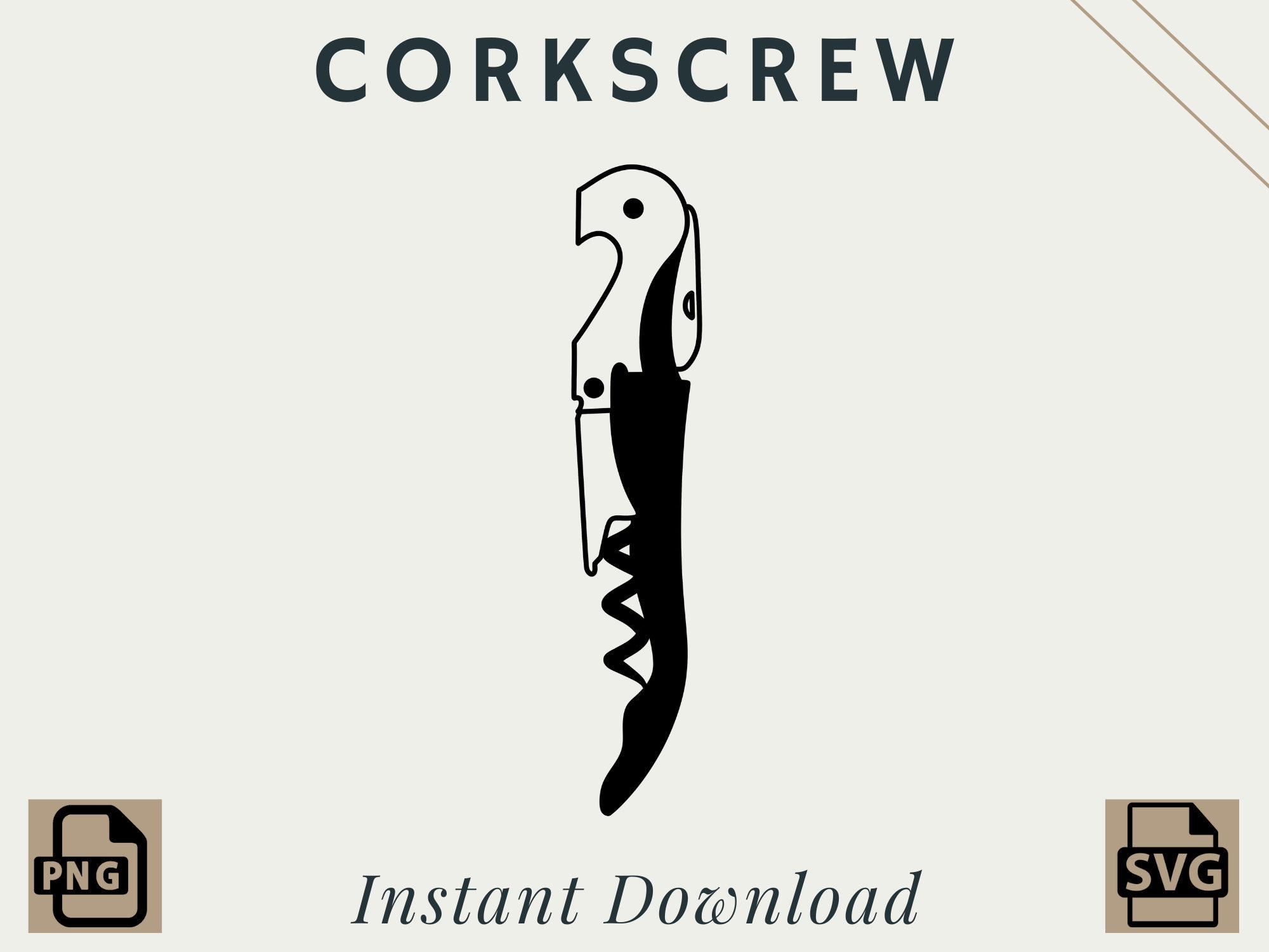 Wine Corkscrew | PNG | SVG | Digital Download | Printable - Etsy