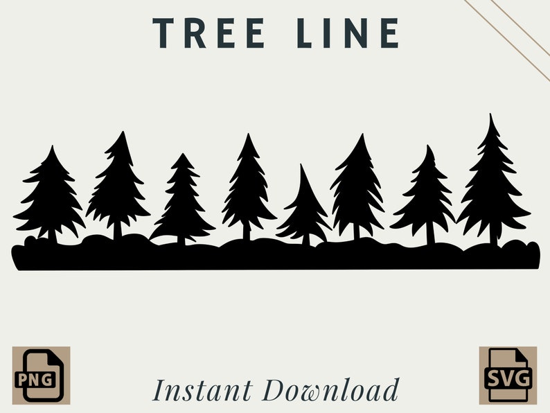 Tree Line PNG SVG Digital Download Printable - Etsy Australia