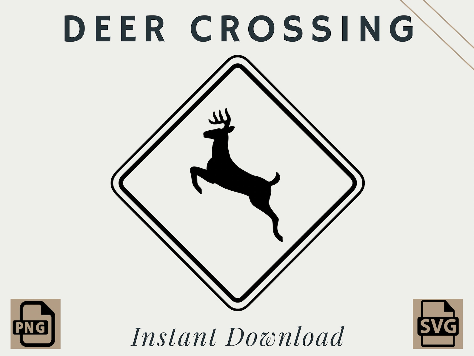 Deer Crossing Road Sign | PNG | SVG | Digital Download | Printable - Etsy