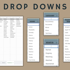 Shows & Movies Tracker Log Template Spreadsheet | Google Sheet ...