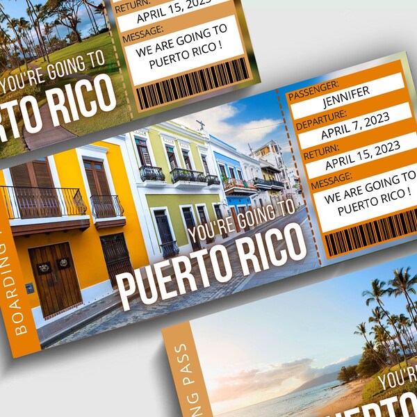 Puerto Rico Boarding Pass Voucher - Etsy