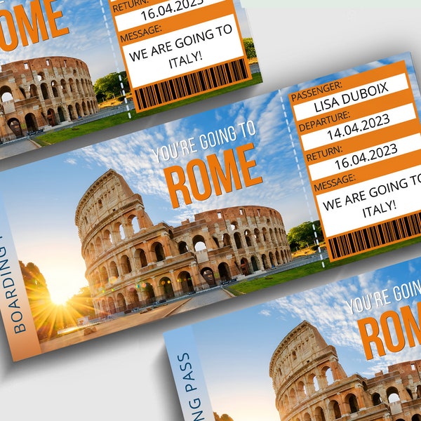 Rome Boarding Ticket - Etsy UK