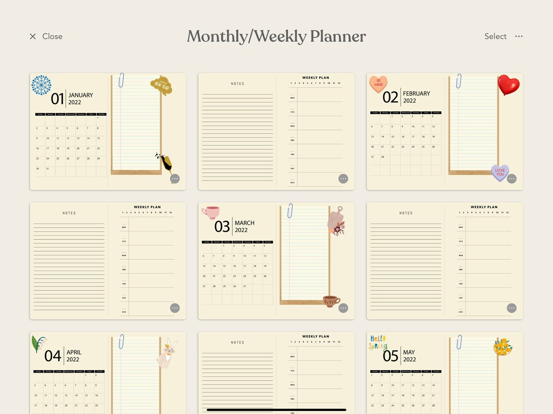Monthly/weekly Digital Planner - Etsy