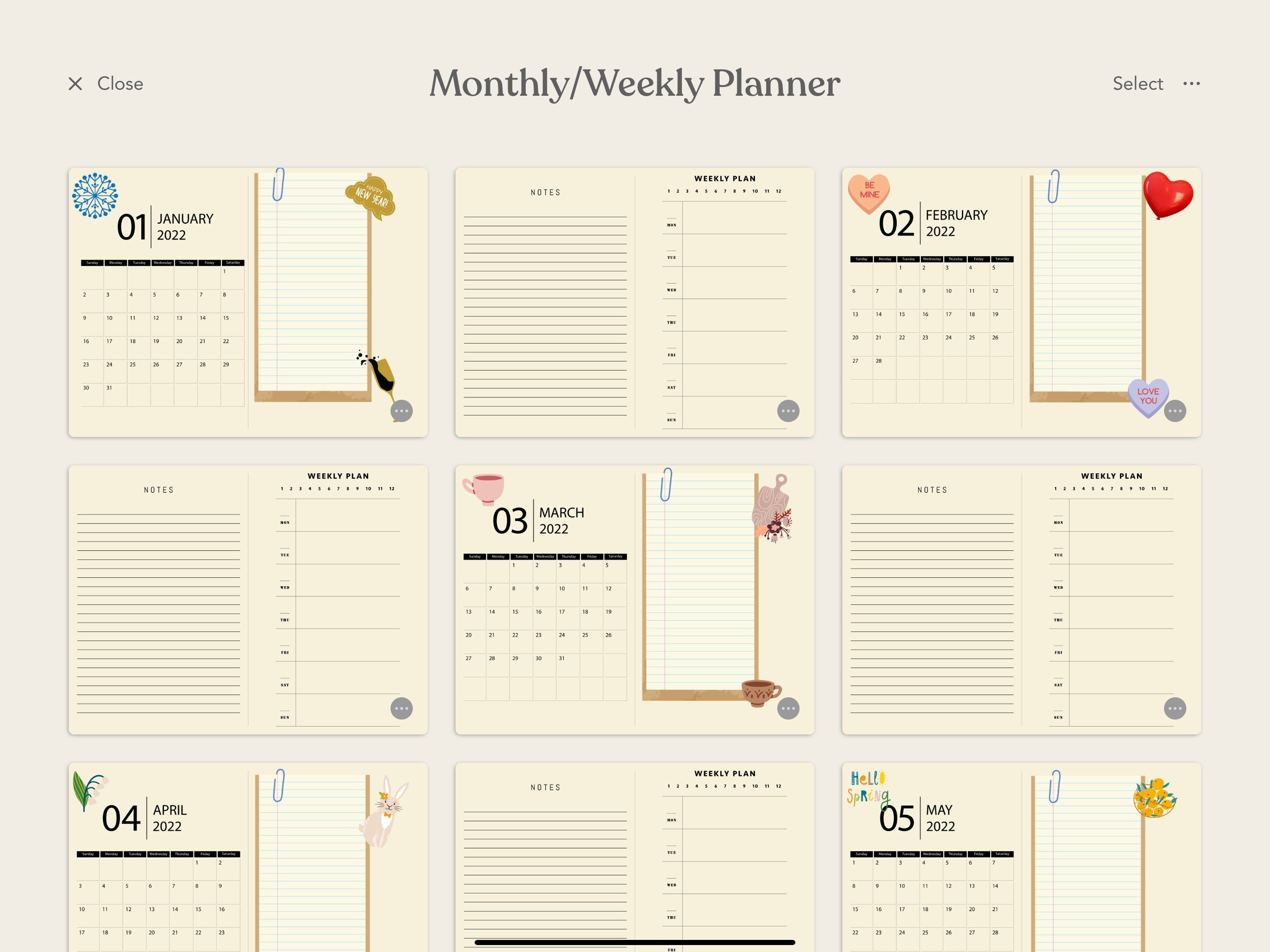 Monthly/weekly Digital Planner - Etsy