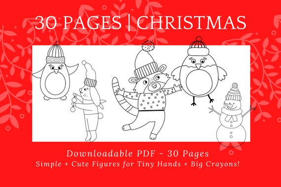 30 Coloring Pages Simple Christmas Figures | Etsy