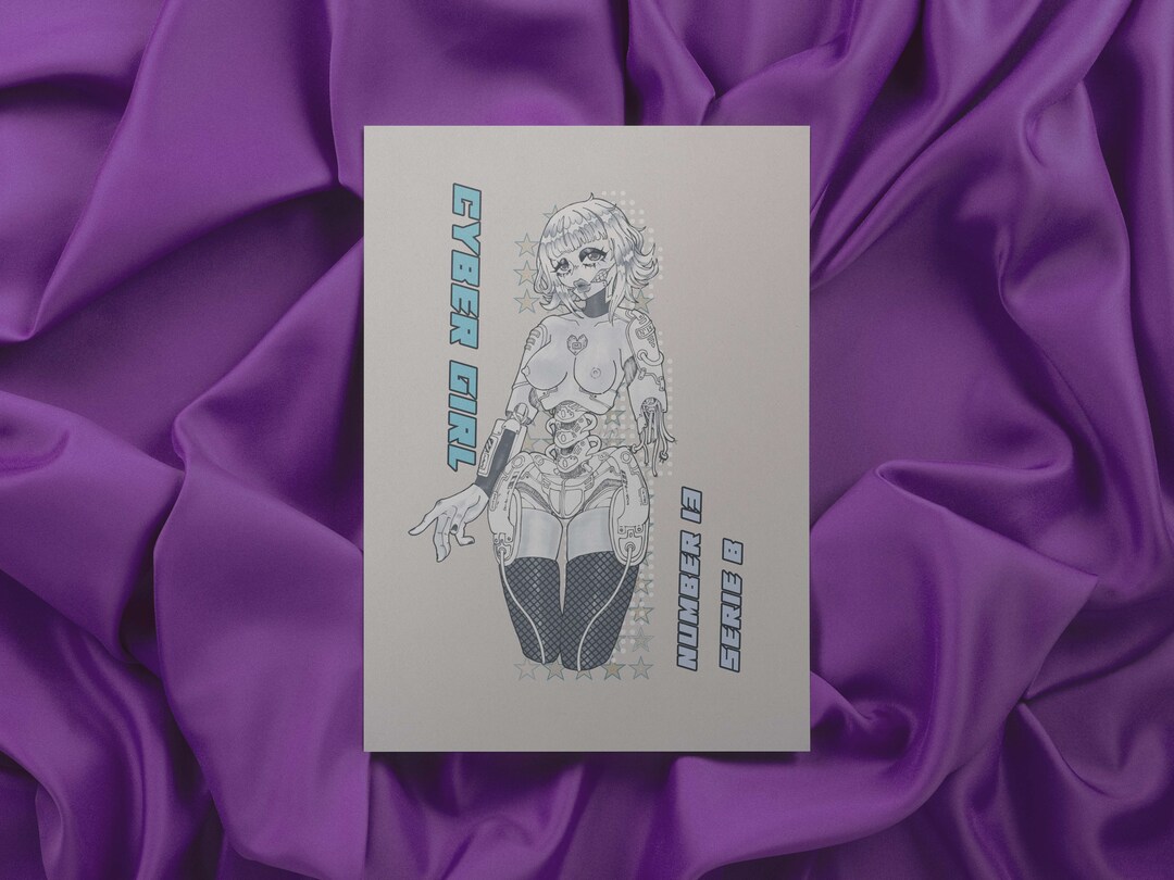 Digital Sexy Cyber Girl Wall Art Printable Creepy Robot Women Poster Spooky Hot Monster Babe