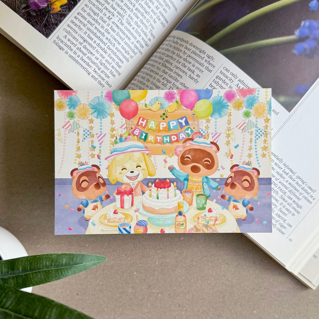 Animal Crossing Birthday Card ACNH Postcard Animal Crossing Print ...