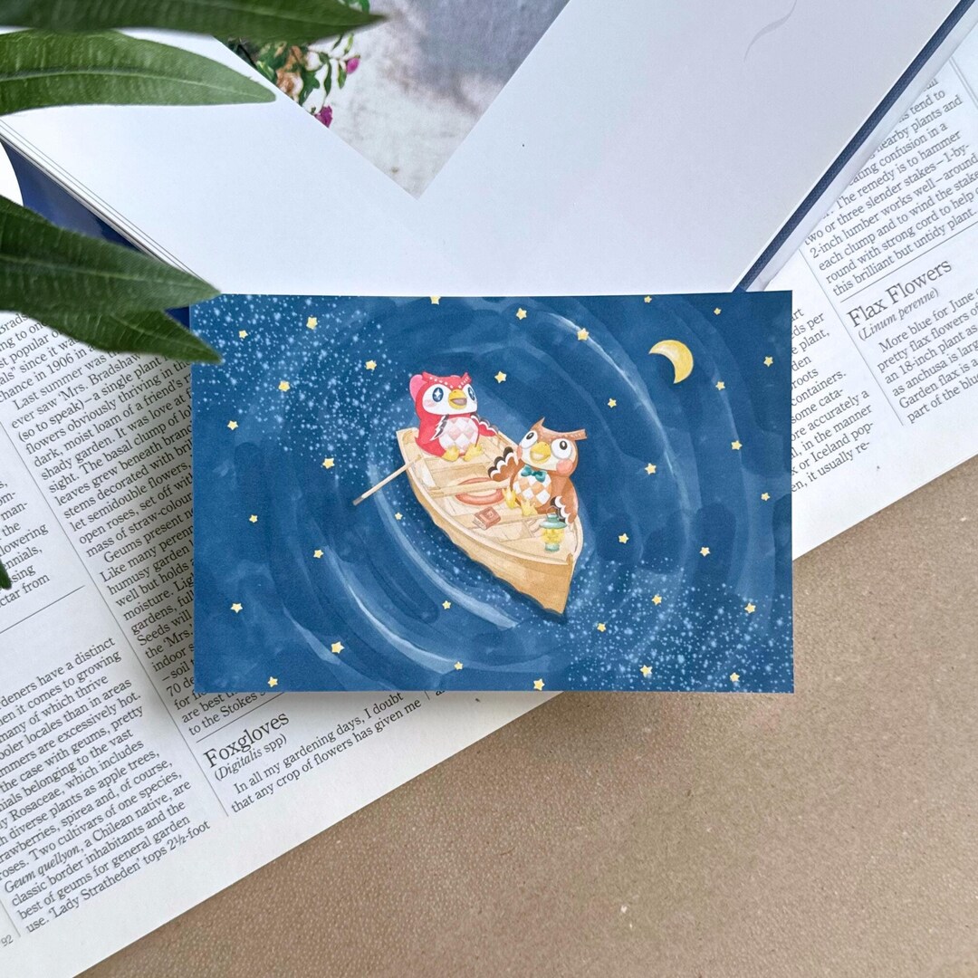 Animal Crossing Postcard - Celeste and Blathers - Animal Crossing Print ...