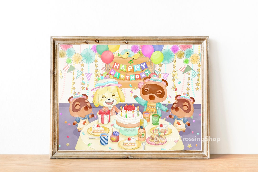 Animal Crossing Birthday Card - 8 X 10 Inch Print - Birthday Party ...