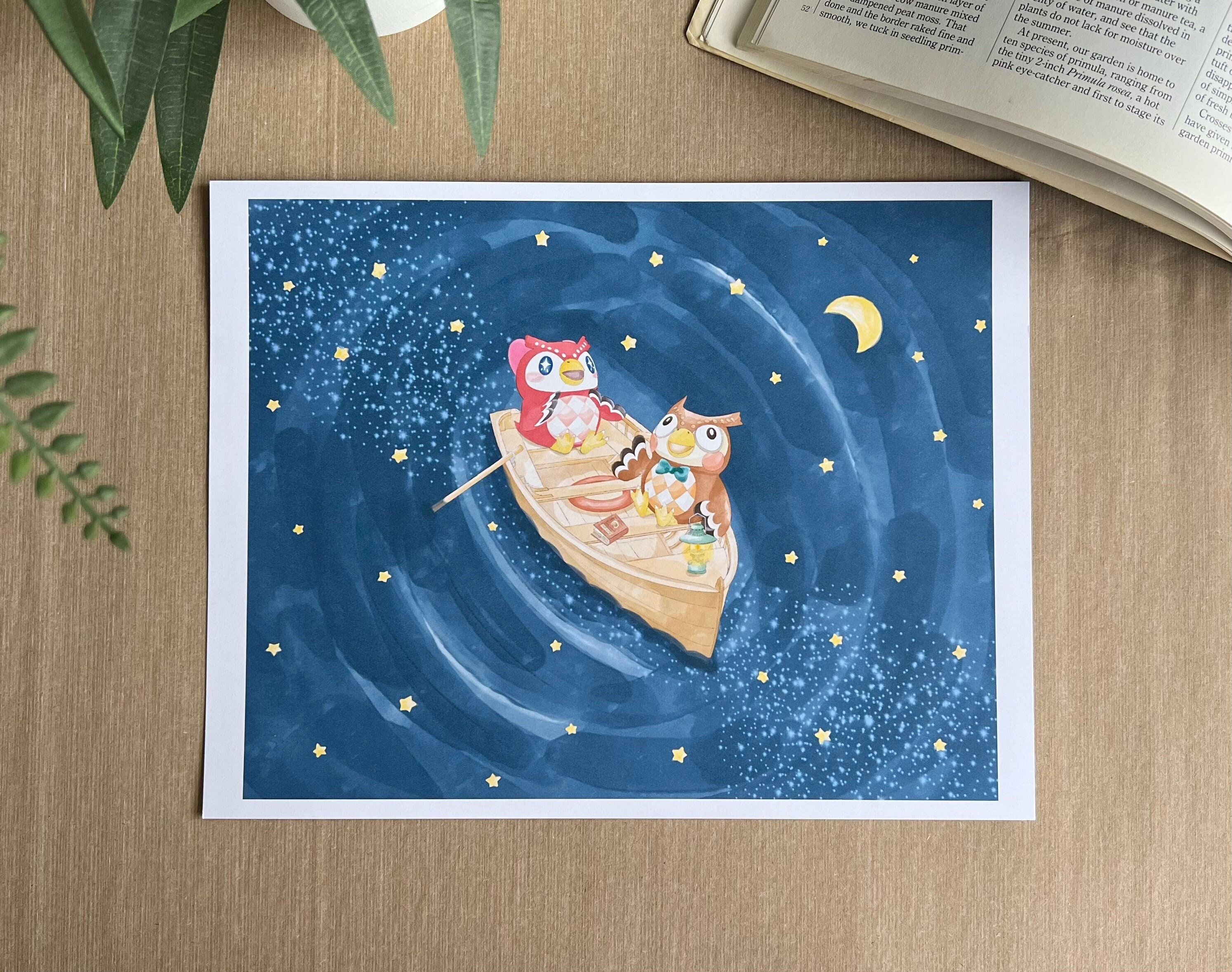 Animal Crossing Postcard Celeste and Blathers Animal - Etsy