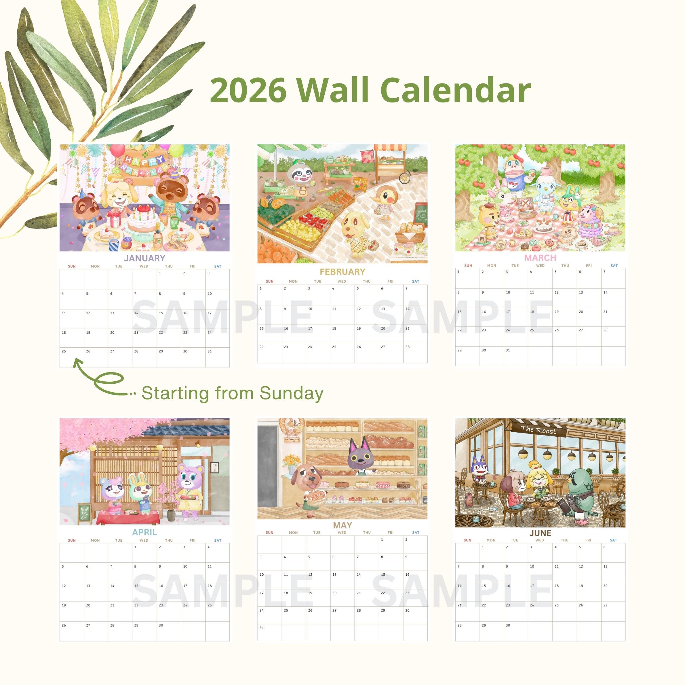 2026 Animal Crossing Calendar | ACNH Sanrio Wall Calendar - Etsy
