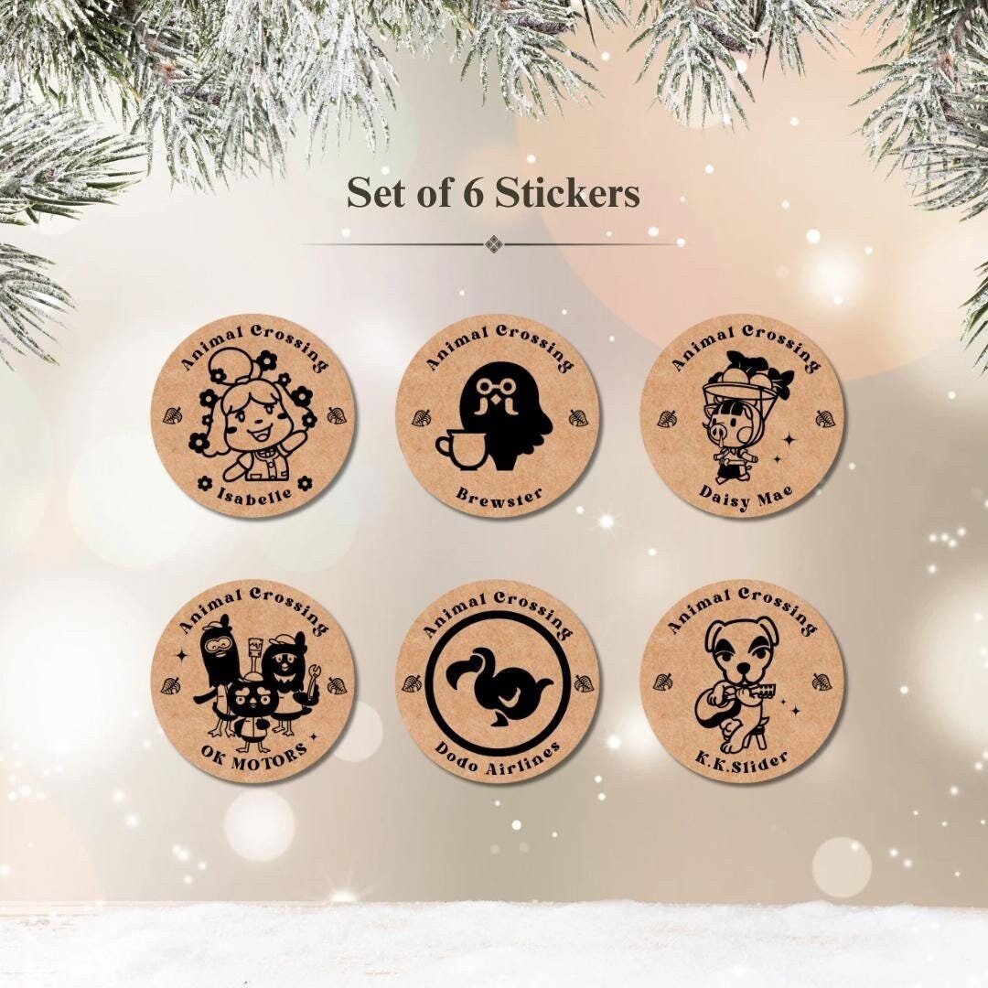 6-pack Animal Crossing Kraft Stickers Eco-friendly ACNH Stickers - Etsy