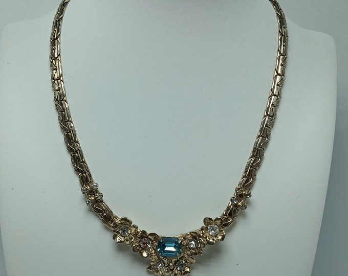 Vintage Signed Kafin of New York Designer Rhinestone Floral Necklace - Etsy