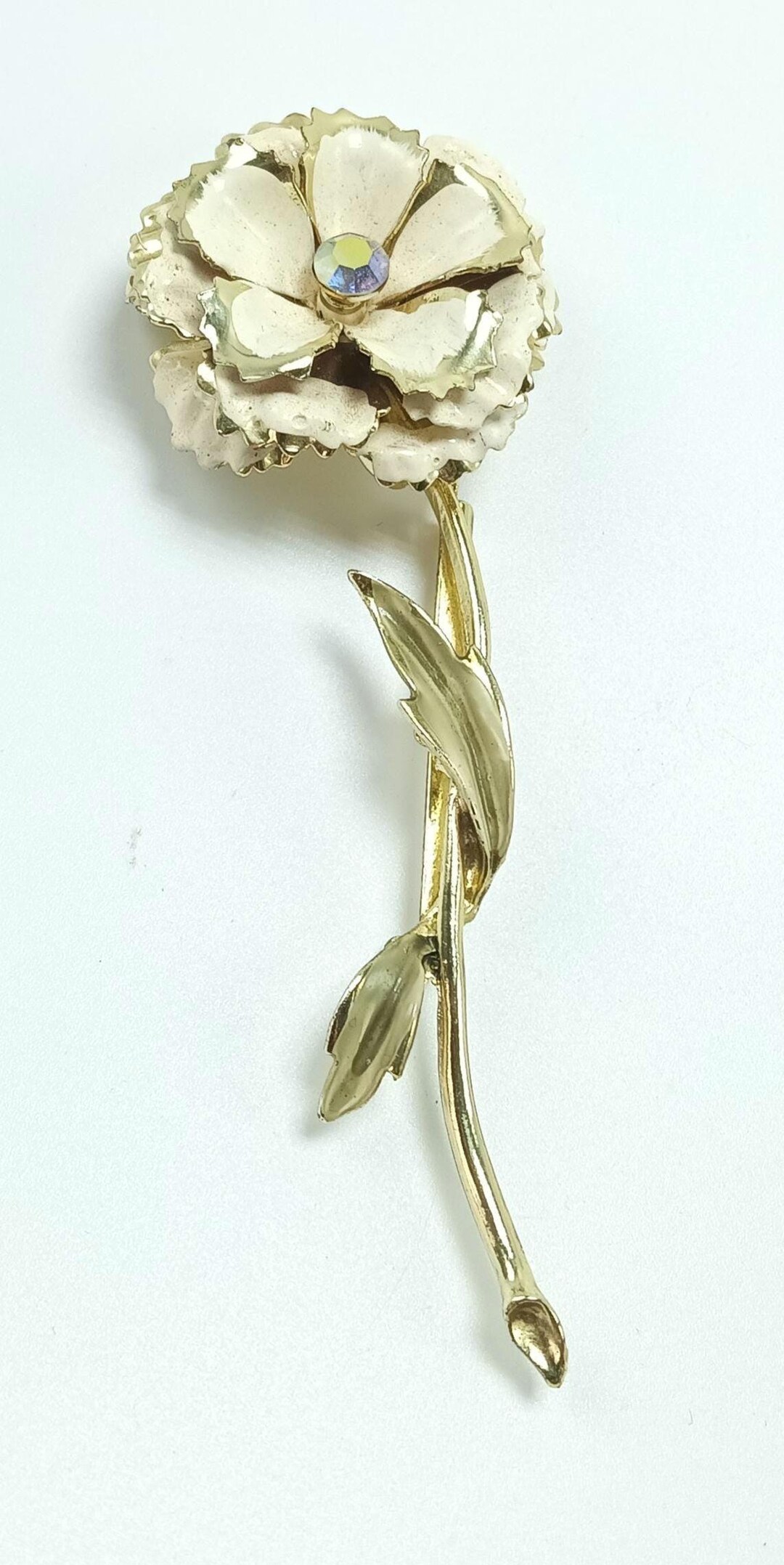 Vintage Signed Coro Large Carnation Pin or Brooch With Aurora Borealis ...