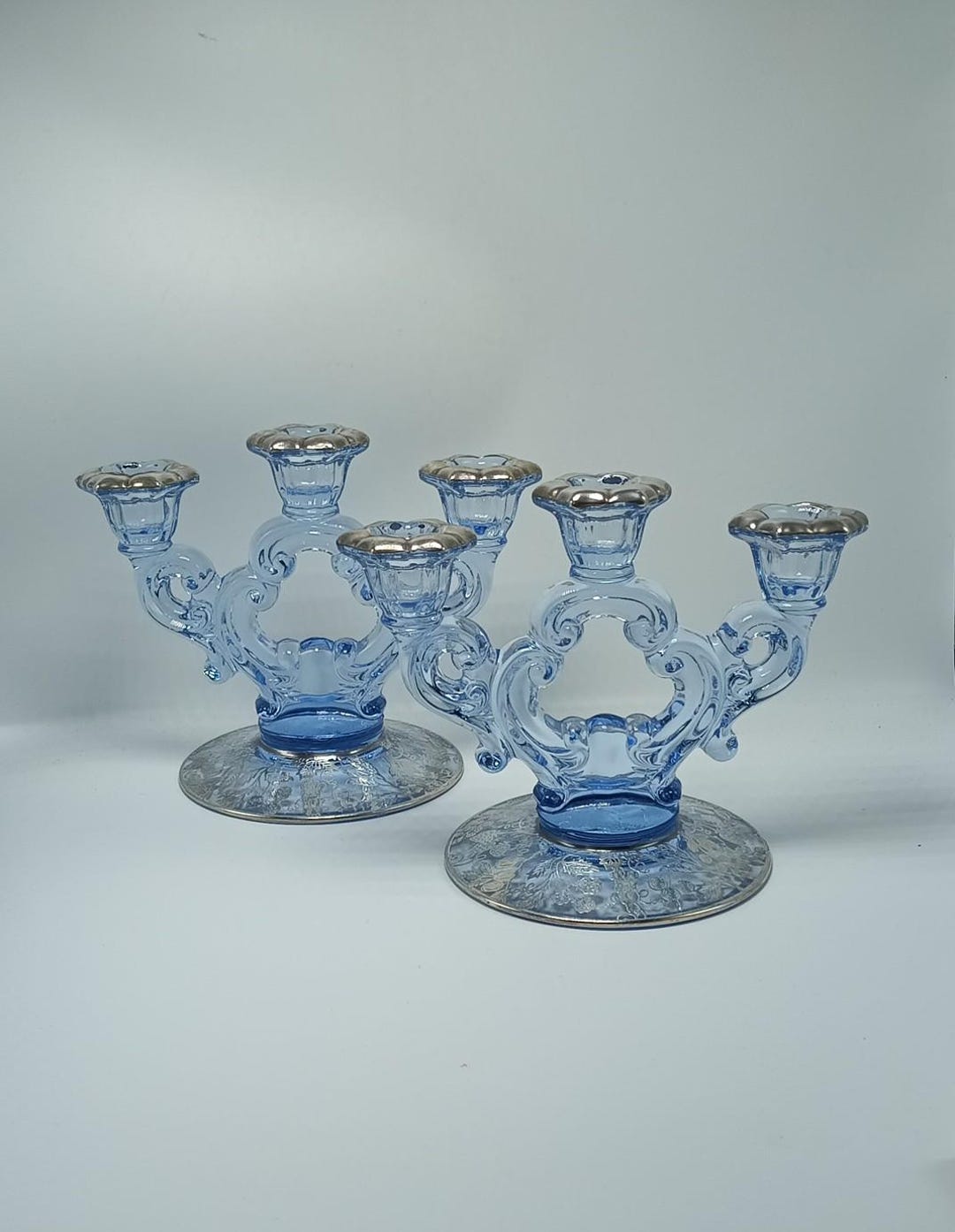 Vintage Cambridge Depression Glass Moonlight Blue Triple Key Hole ...