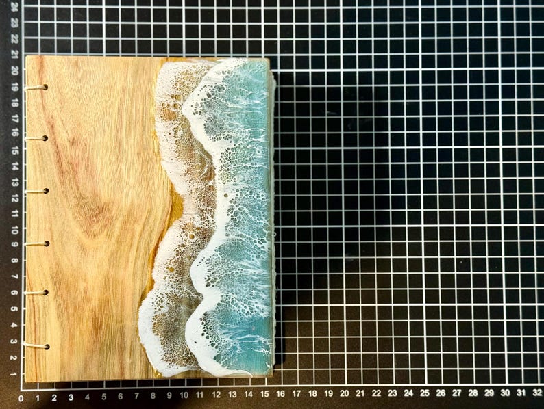 Handcrafted Wood and Resin Cover Journal Handmade Ocean View Notebook ...