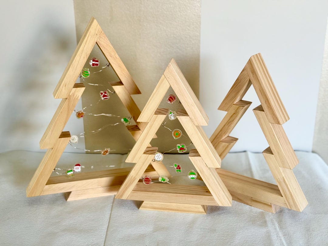 Handcrafted Wooden Christmas Tree /with Handmade Xmas Resin on String ...