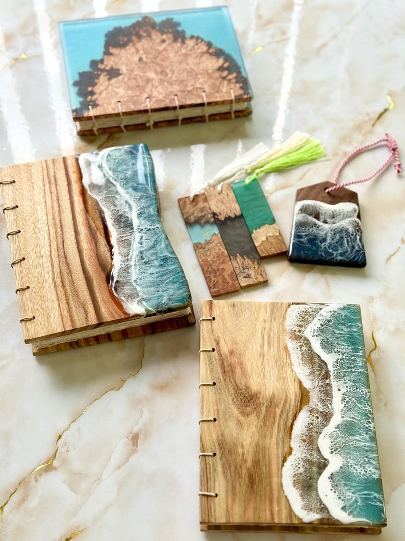 Handcrafted Wood and Resin Cover Journal Handmade Ocean View Notebook ...