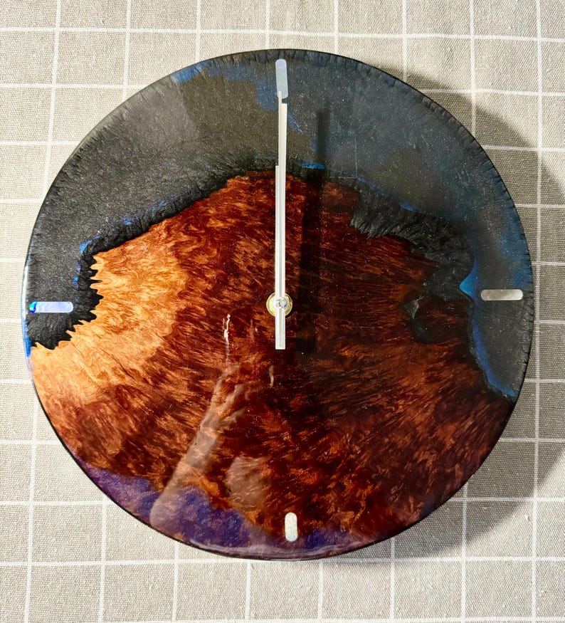 Handmade Resin and Wood Clock Unique Timepiece With Natural Charm ...